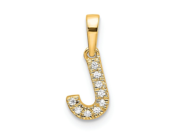 14K Yellow Gold Diamond Letter J Initial with Bail Pendant - 15LGDAJ | JTV