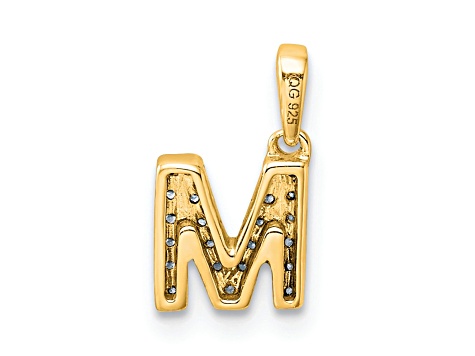 14K Yellow Gold Diamond Letter M Initial with Bail Pendant - 15LGDAM | JTV