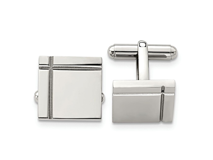 Stainless Steel Polished Square Cuff Links - 15QB6A | JTV