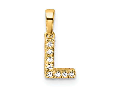 10k Yellow Gold Diamond Letter L Initial Pendant - 15TMCL | JTV