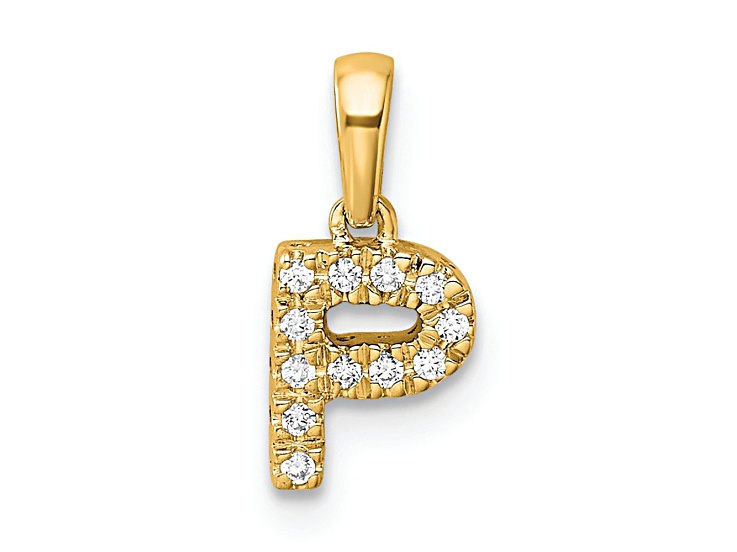 10k Yellow Gold Diamond Letter P Initial Pendant - 15TMCP | JTV