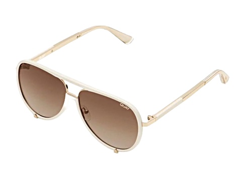 QUAY "HIGH-PROFILE" White Aviator Frame / Brown Polarized Lenses ...