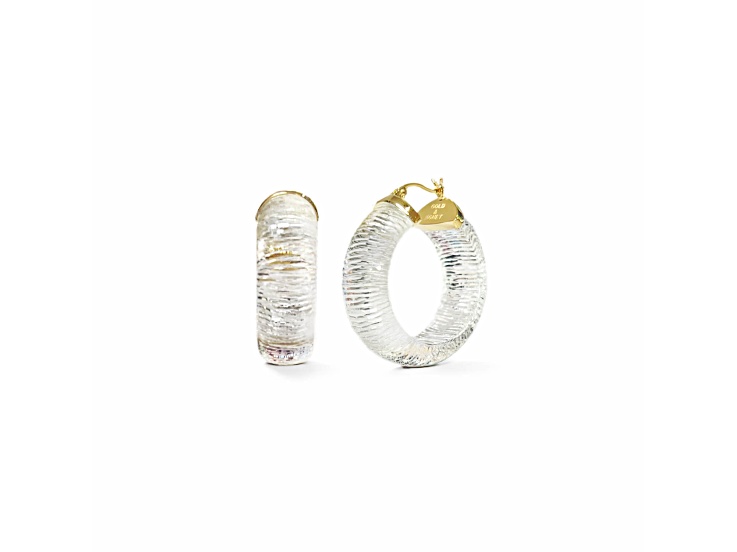 14K Yellow Gold Over Sterling Silver Clear Wide Acrylic Hoops With ...