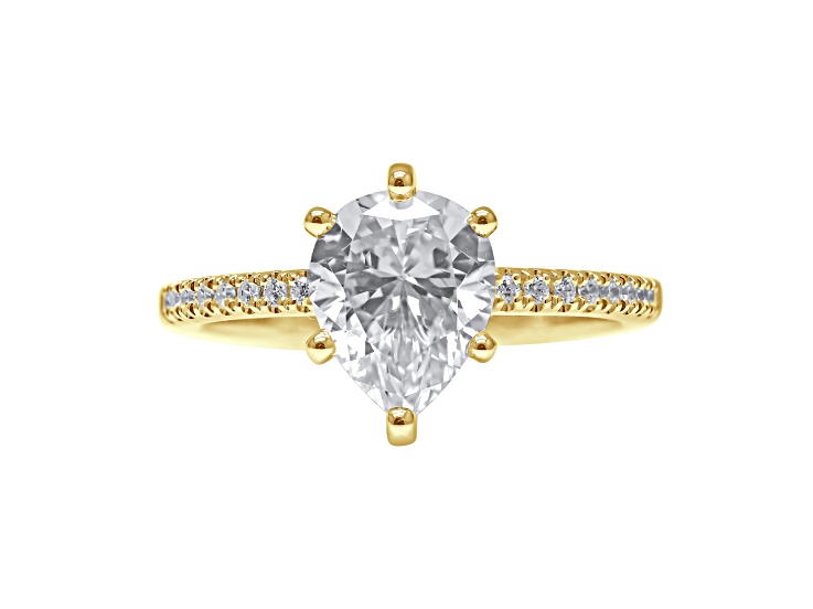 Pear Shape White Lab Grown Diamond Ring 14K Yellow Gold 1.15ctw ...