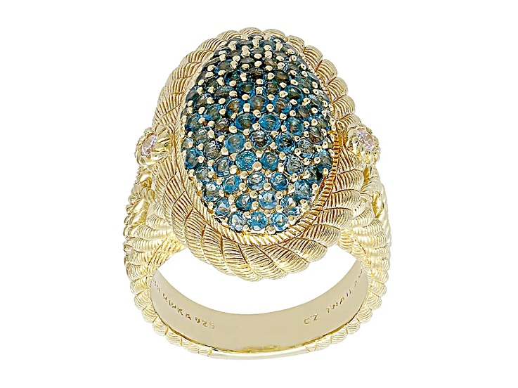 Judith Ripka 1.7ctw London Blue Topaz And 0.14ctw Bella Luce 14K Gold ...