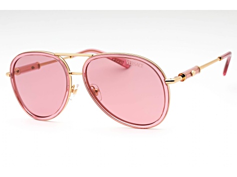 Versace Pink Transparent Aviator Frame / Pink Lenses Sunglasses ...