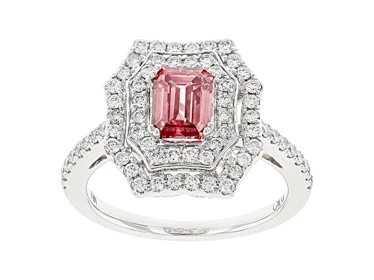 Pink And White Lab-Grown Diamond 14k White Gold Cluster Ring 1.75ctw ...