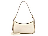 MCM Small Aren E/W Flap Hobo with Embossed Monogram Leather in Oatmeal ...