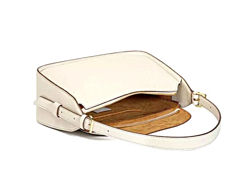 MCM Small Aren E/W Flap Hobo with Embossed Monogram Leather in Oatmeal ...