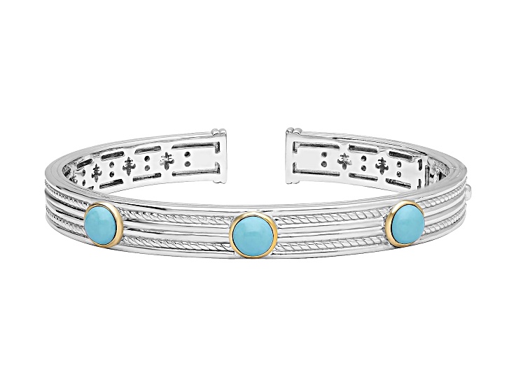 Judith Ripka Turquoise Two Tone Rhodium Over Sterling Silver & 14K Gold ...