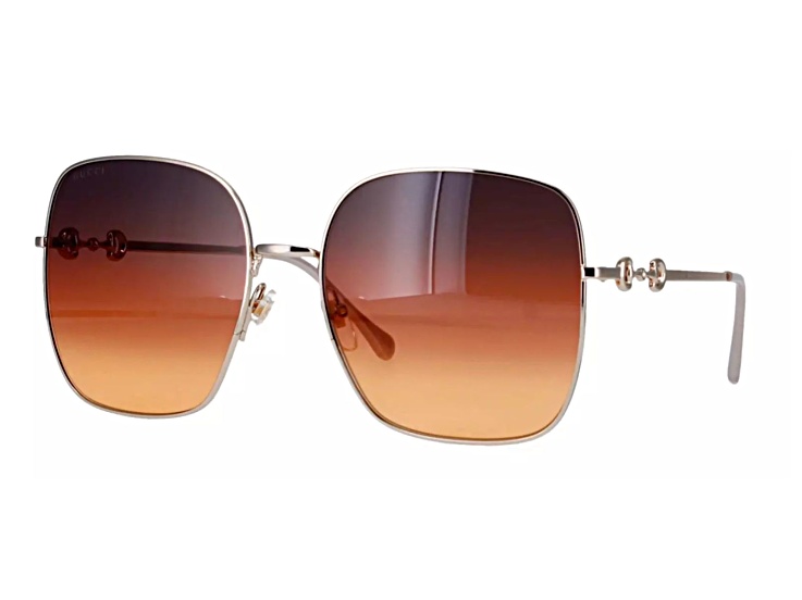 Gucci Gold Tone with White Arm Detail / Brown Lens Sunglasses - 172NWA ...