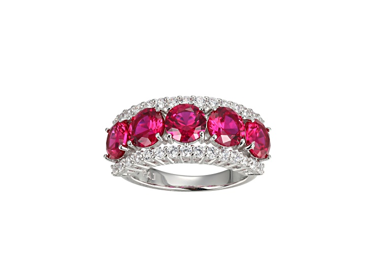 Lab Created Ruby And White Cubic Zirconia Platinum Over Sterling Silver ...