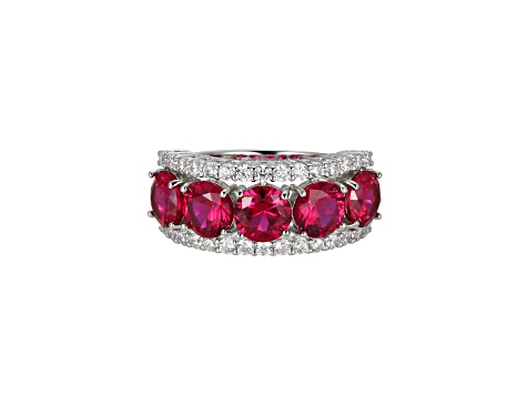 Lab Created Ruby And White Cubic Zirconia Platinum Over Sterling Silver ...