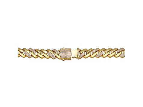 14k Gold Plated with Clear Cubic Zirconia Miami Cuban Curb Link ...