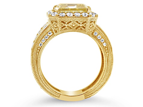 Judith Ripka Canary and White Cubic Zirconia 14k Gold Clad Ring 11 ...