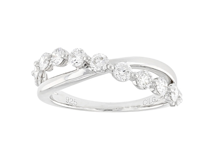 White Lab-Grown Diamond F-G VS-SI Rhodium Over Sterling Silver Ring 0 ...