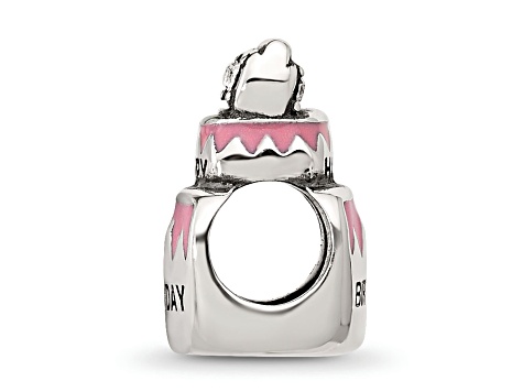 Sterling Silver Crystal and Enamel Pink Birthday Cake Bead - 17WWJA | JTV