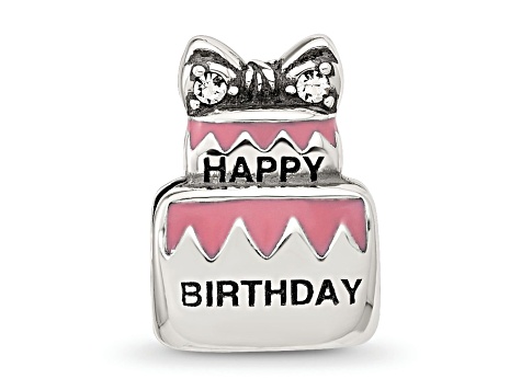 Sterling Silver Crystal and Enamel Pink Birthday Cake Bead - 17WWJA | JTV