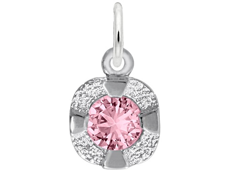 Silver Petite October Crystal Charm - 17X4NJ | JTV