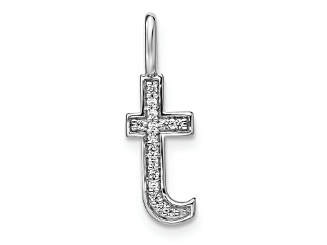 14K White Gold Diamond Lower Case Letter T Initial Pendant - 17YDWT | JTV