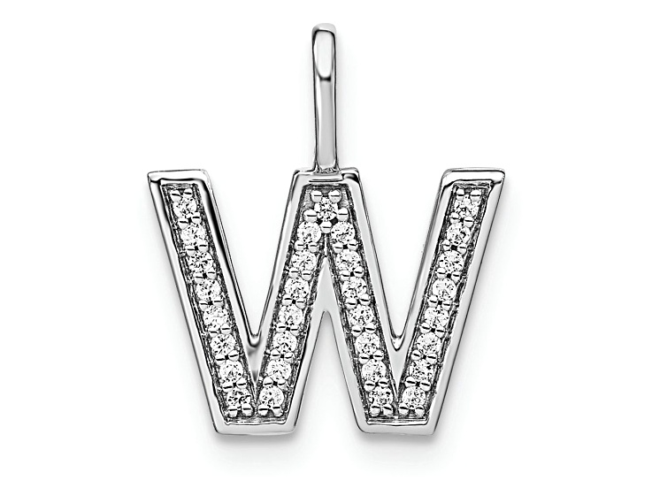 14K White Gold Diamond Lower Case Letter W Initial Pendant - 17YDWW | JTV