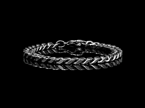 Invicta Jewelry Men's Black Plated Stainless Steel Curb Chain Bracelet ...