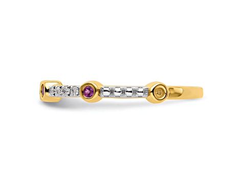 14K Yellow Gold Stackable Expressions Rhodolite Garnet and Diamond Ring ...