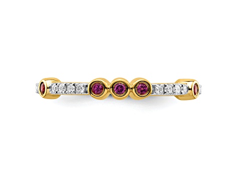 14K Yellow Gold Stackable Expressions Rhodolite Garnet and Diamond Ring ...