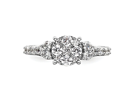 Rhodium Over 14K White Gold Lab Grown Diamond VS/SI GH, Cluster Ring 1 ...