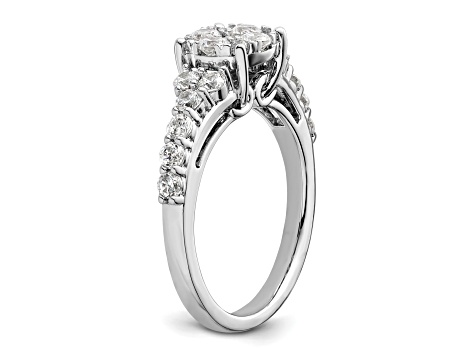 Rhodium Over 14K White Gold Lab Grown Diamond VS/SI GH, Cluster Ring 1 ...