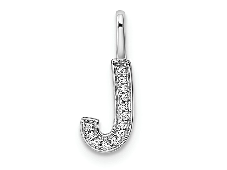 14K White Gold Diamond Letter J Initial Pendant - 18FZRJ | JTV