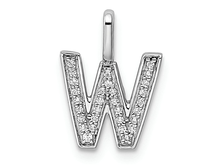 14K White Gold Diamond Letter W Initial Pendant - 18FZRW | JTV