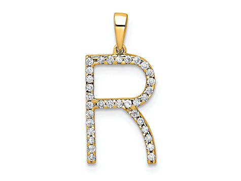 14K Yellow Gold Diamond Letter R Initial Pendant - 18G53AR | JTV