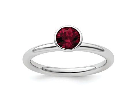 Sterling Silver Stackable Expressions High 5mm Red Crystal Ring ...
