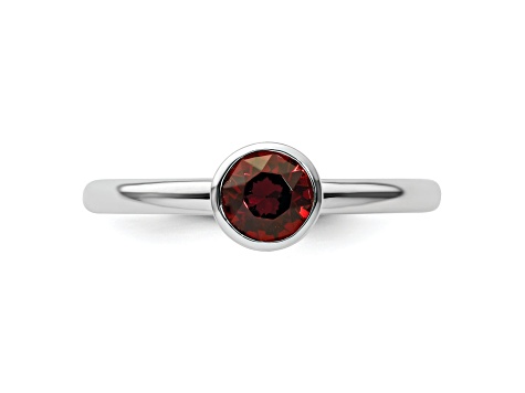 Sterling Silver Stackable Expressions High 5mm Red Crystal Ring ...