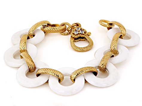 Judith Ripka White Agate 14k Gold Clad Sterling Silver Verona Link ...