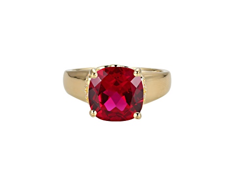Lab Created Ruby And White Cubic Zirconia 18k Yellow Gold Over Silver ...