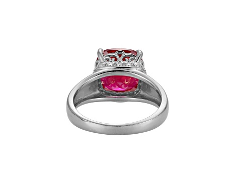 Lab Created Ruby And White Cubic Zirconia Platinum Over Silver July Birthstone Ring 4.42ctw ...