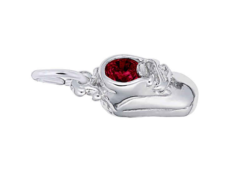 Silver January Crystal Babyshoe Charm - 18RXKA | JTV