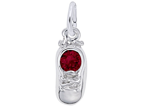 Silver January Crystal Babyshoe Charm - 18RXKA | JTV