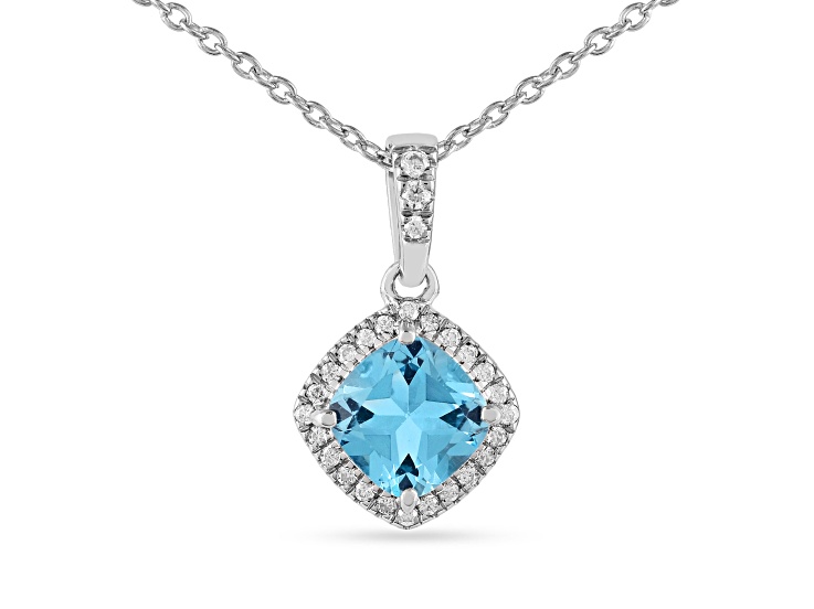 Swiss Blue Topaz December Birthstone Necklace with Moissanite Accents ...