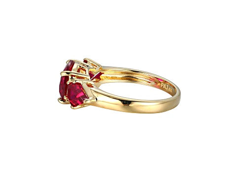 Lab Created Ruby 18k Yellow Gold Over Sterling Silver July Birthstone Ring 3.47ctw - 18SB4A | JTV