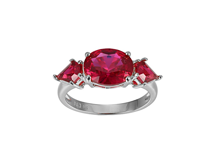 Lab Created Ruby Platinum Over Sterling Silver July Birthstone Ring 3.47ctw - 18SB4B | JTV