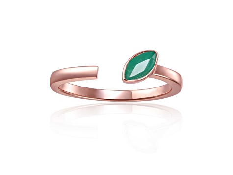 Emerald 14K Rose Gold Over Sterling Silver Marquise Solitaire Open ...