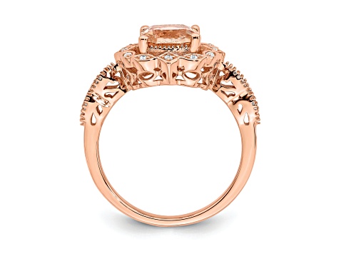 14K Rose Gold Morganite Diamond Halo Engagement Ring 1.178ctw - 1965FA ...