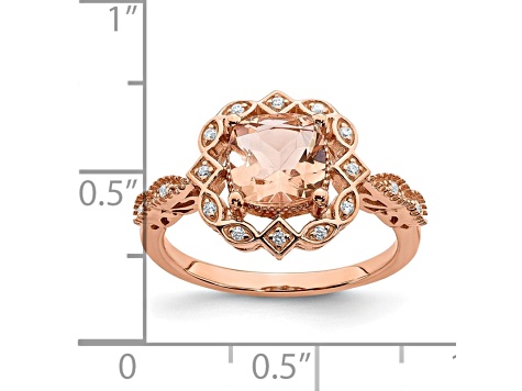 14K Rose Gold Morganite Diamond Halo Engagement Ring 1.178ctw - 1965FA ...