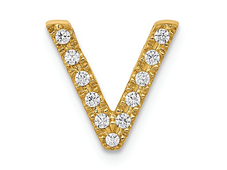 10k Yellow Gold 0.116 cttw Diamond Letter V Initial Charm - 1971WV | JTV