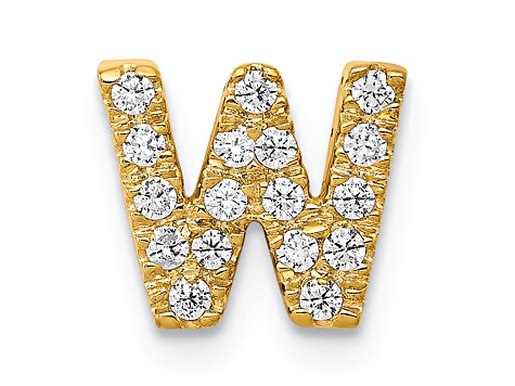 10k Yellow Gold 0.176 cttw Diamond Letter W Initial Charm - 1971WW | JTV