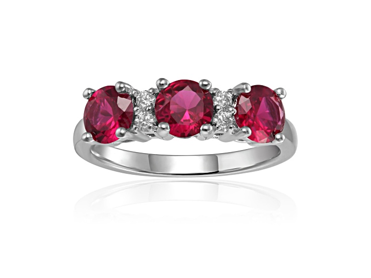 Lab Created Ruby and Moissanite Sterling Silver 3-Stone Ring - 1977DE | JTV