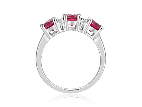 Lab Created Ruby and Moissanite Sterling Silver 3-Stone Ring - 1977DE | JTV